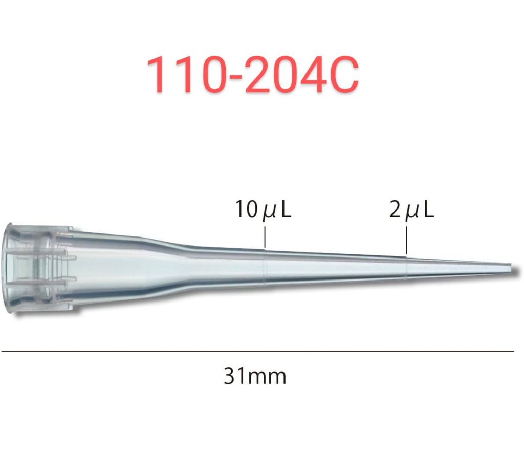 110-204C Watson Biolab 10µL, Short Tip, Graduated, Natural, Bulk 1000 ...